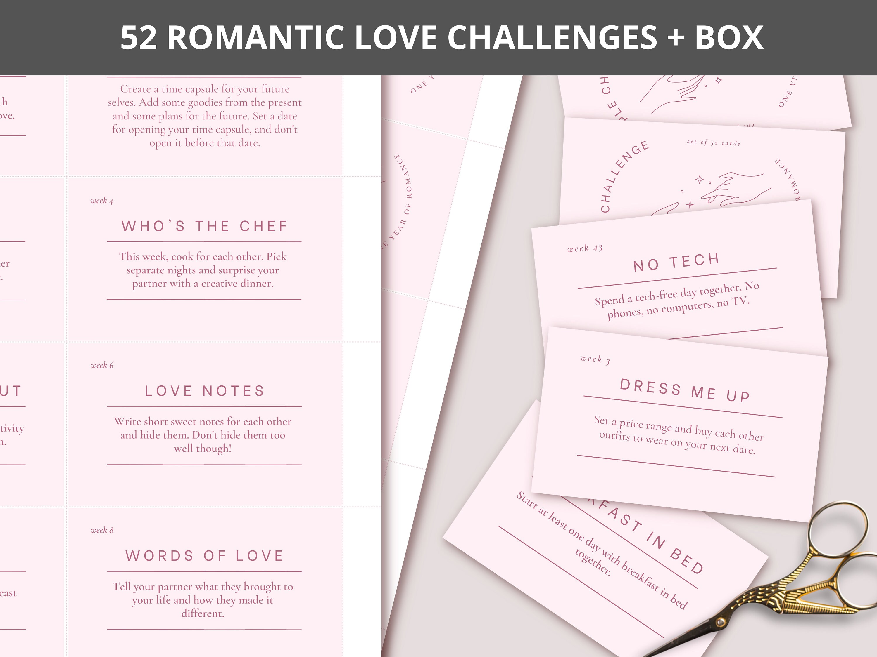 Customizable Couple Challenge Printable Date Cards, Valentine's Day ...