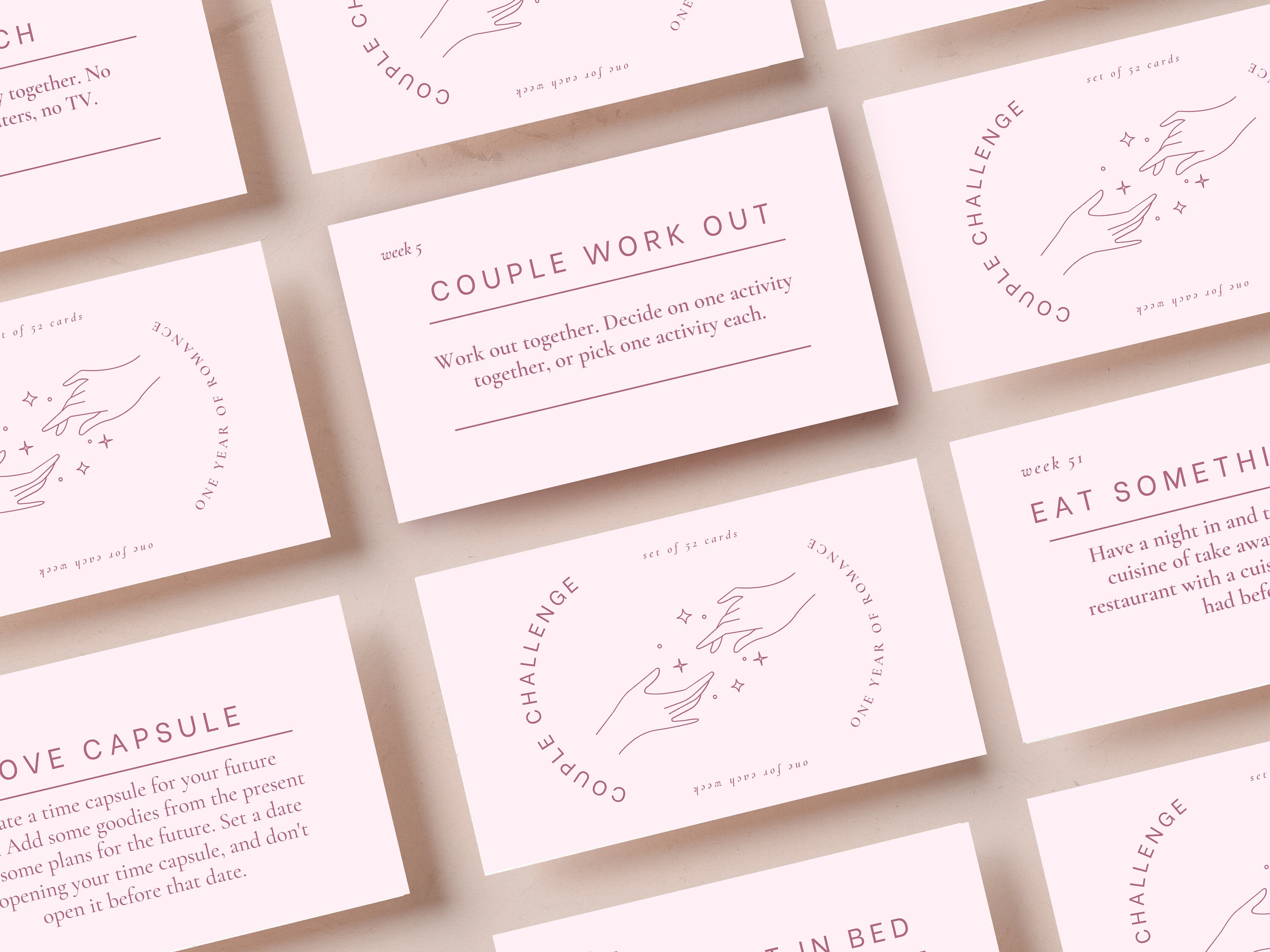 Customizable Couple Challenge Printable Date Cards, Valentine's Day ...