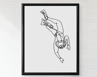 Minimalist Scuba Diving Couple Line Art, Digital File, Water Sport ...