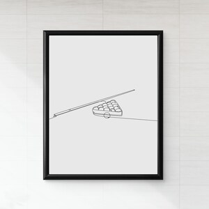 Minimalist Billiard Line Art, Digital Download, Pool Table Print, Woman ...