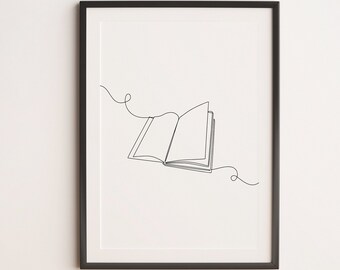 Reader Line Art - Etsy