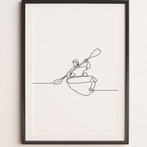 Minimalist Kayak Line Art water Sport Print Couple Kayaking - Etsy