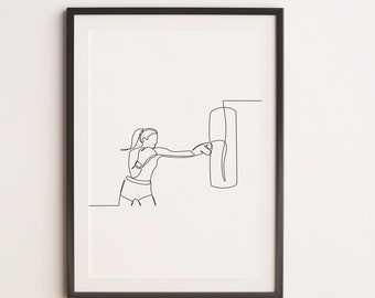 Minimalist Boxing Gloves Line Art , Extreme Sport Printable, Digital ...