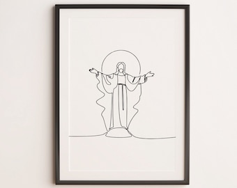 Minimalist Christian Line Art Digital Download Religious | Etsy