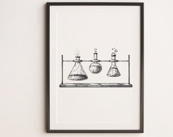 Minimalist Science Line Art, Digital Download, Chemistry Print - Etsy