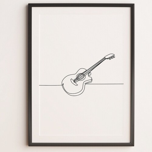 Guitar Line Art Minimalist Print Music Minimal Printable | Etsy
