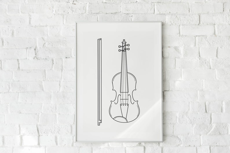 Minimalist Violin Line Art, Music Wall Decoration, Digital Download ...