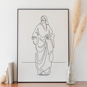 Minimalist Christian Line Art, Digital Download, Religious Print ...