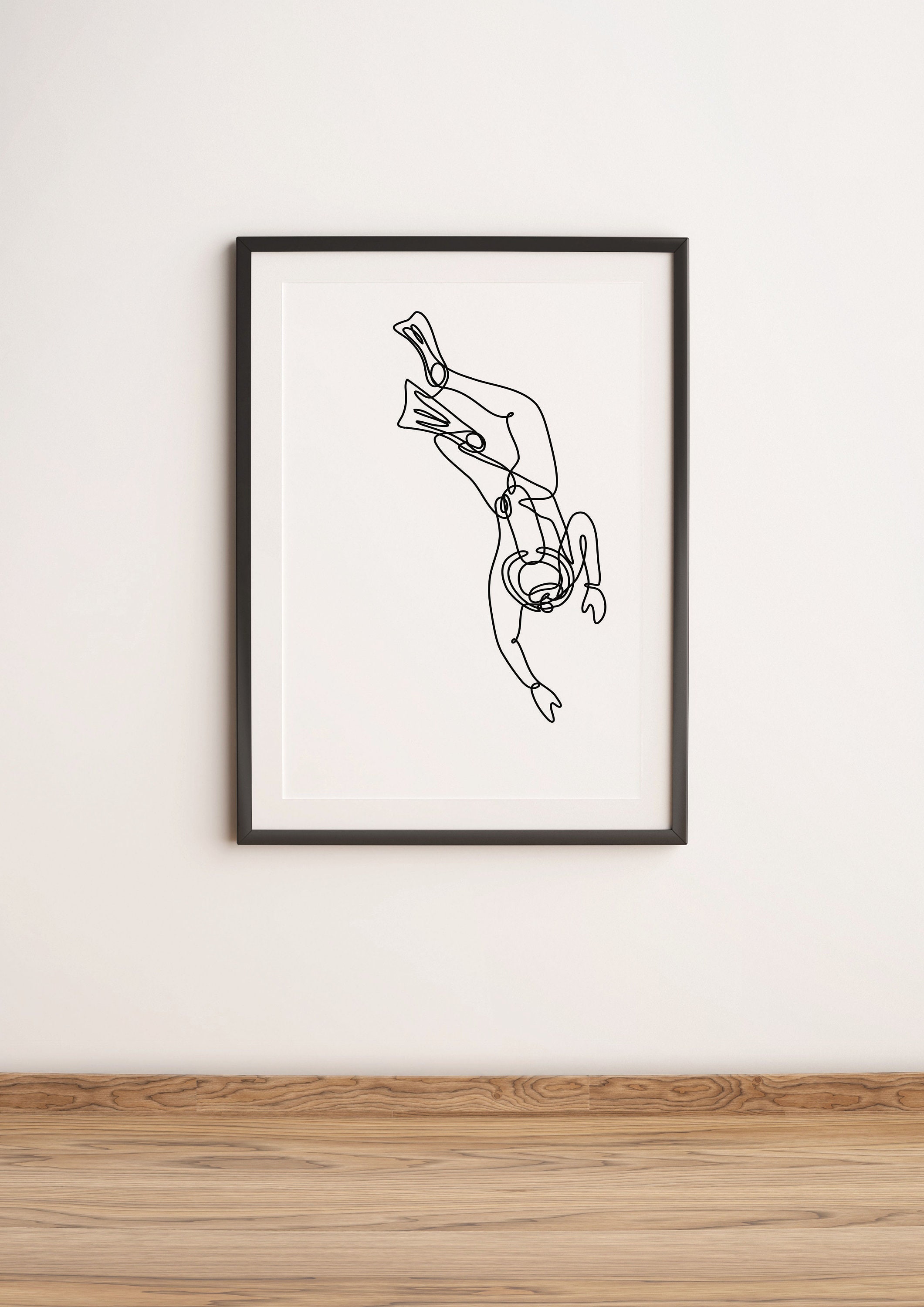 Minimalist Scuba Diving Line Art Digital Download Water - Etsy