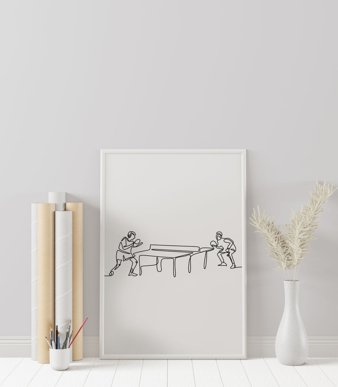 Minimalist Table Tennis Player Line Art, Digital Download, Sport Wall ...