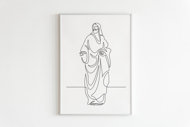 Minimalist Christian Line Art, Digital Download, Religious Print ...