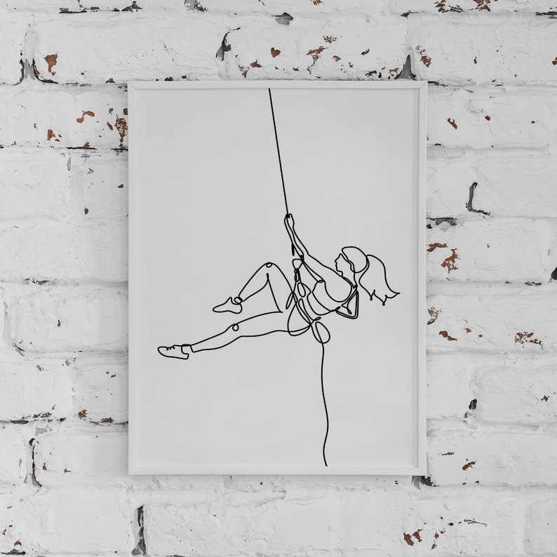 Minimalist Hiking Line Art, Traveler Wall Art, Digital Download Print ...