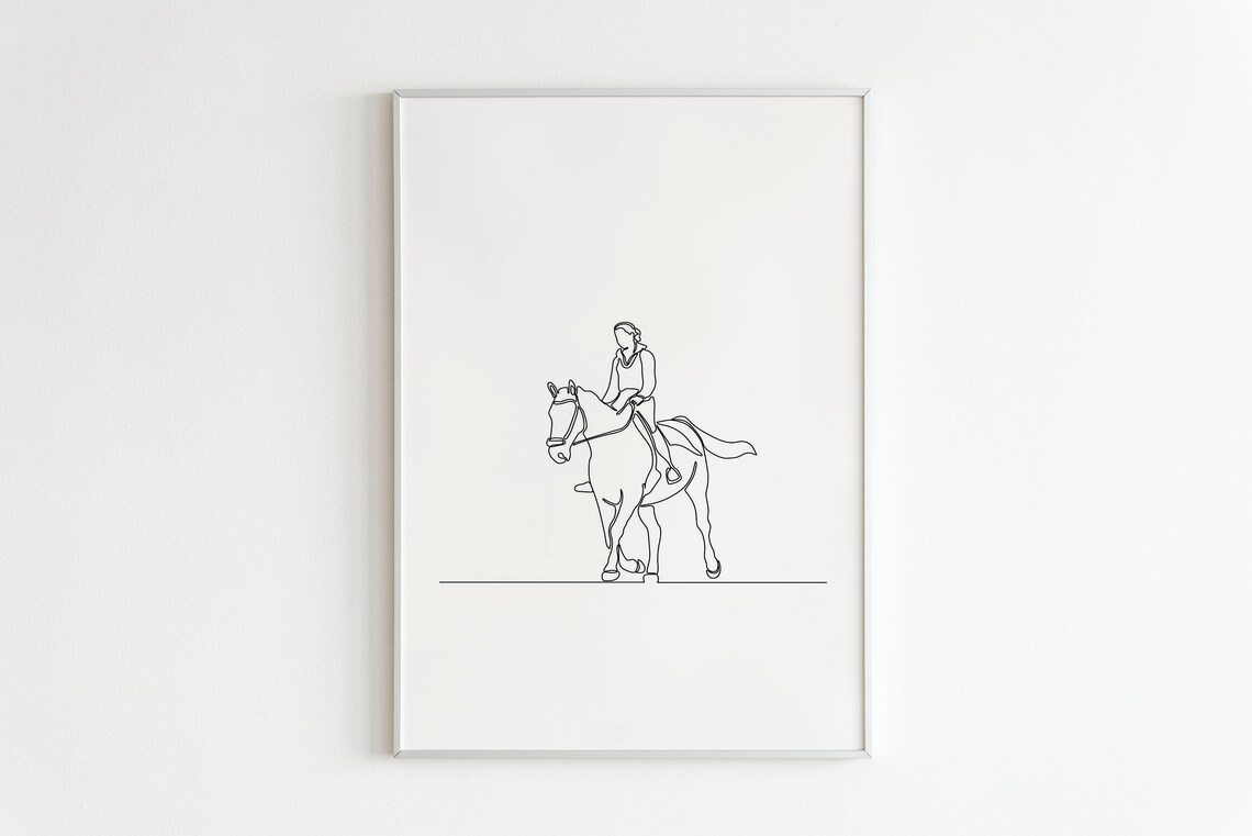 Minimalist Horse Rider Line Art Digital Download Dressage - Etsy