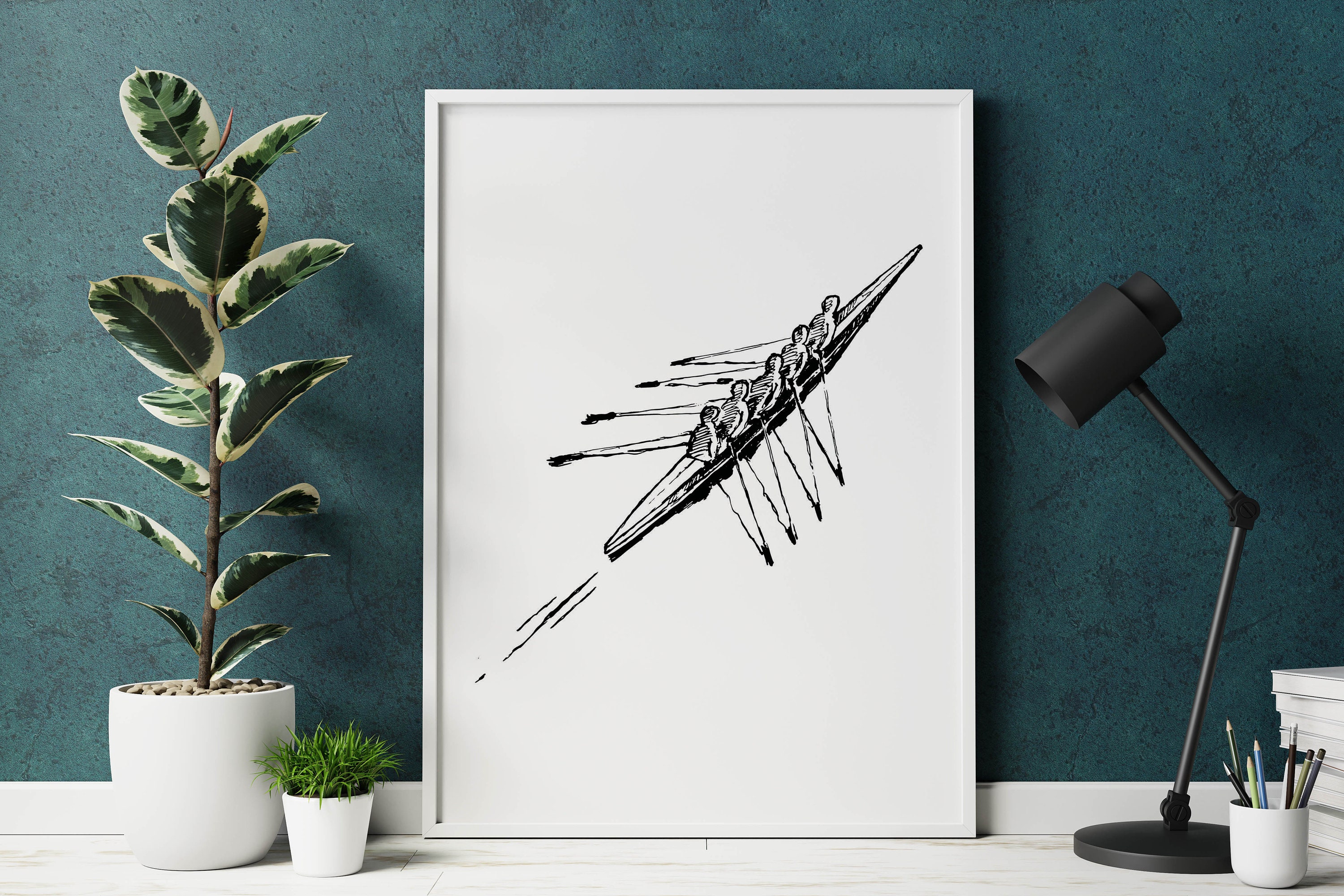Minimalist Rowing Boat Line Art Water Sport Printable Rower - Etsy