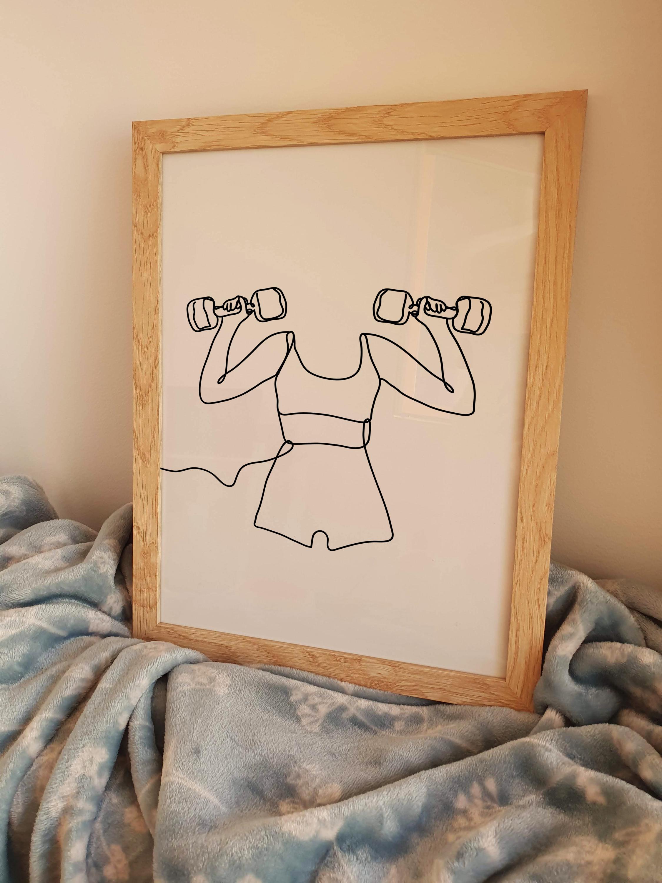 Minimalist Gym Line Art, Minimal Exercise Poster, Digital Download ...