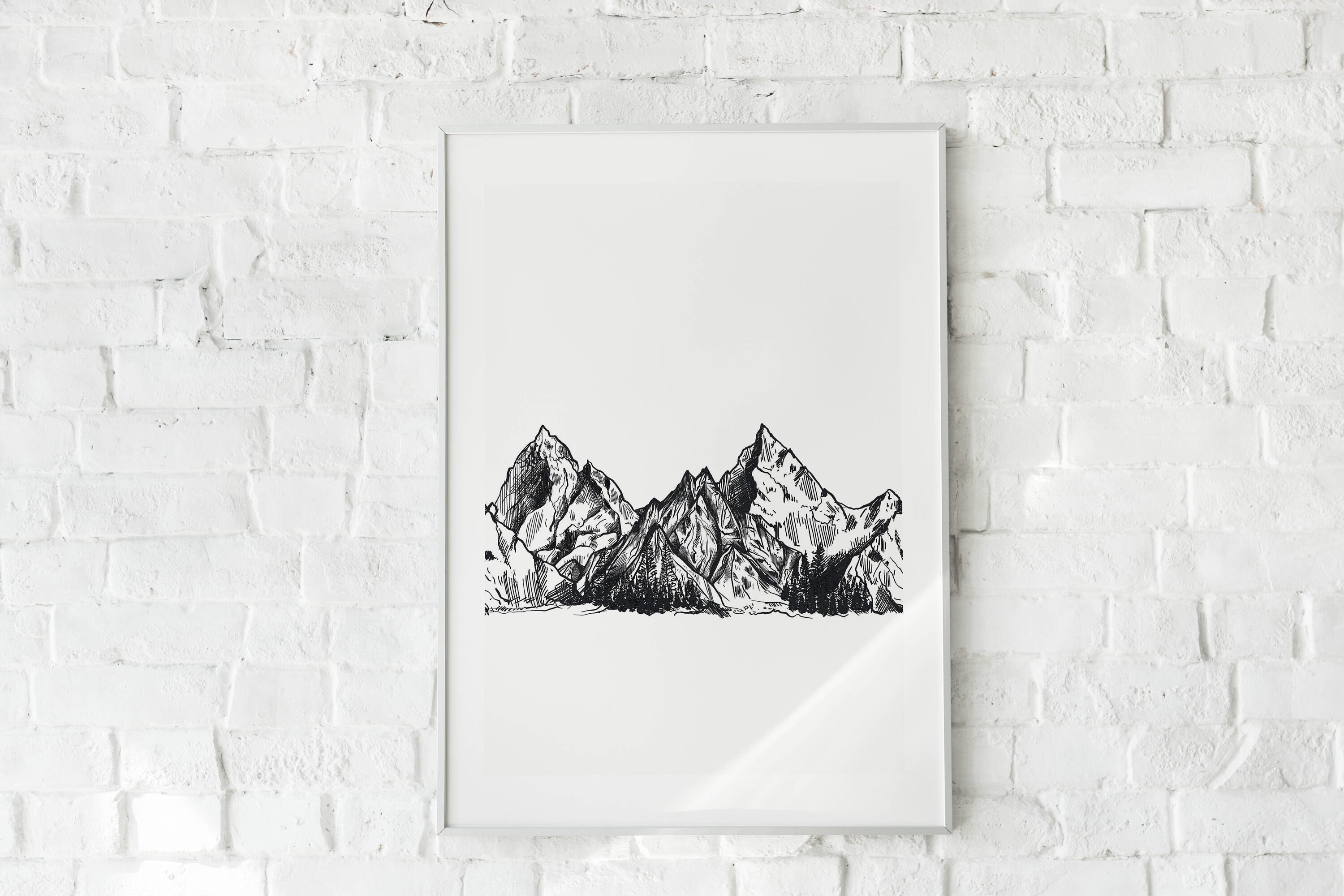Minimalist Mountain Line Art, Digital Download, Wildlife Print ...
