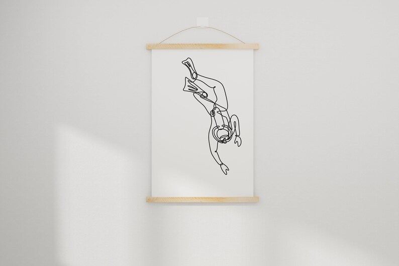 Minimalist Scuba Diving Line Art, Digital Download, Water Sport Print ...