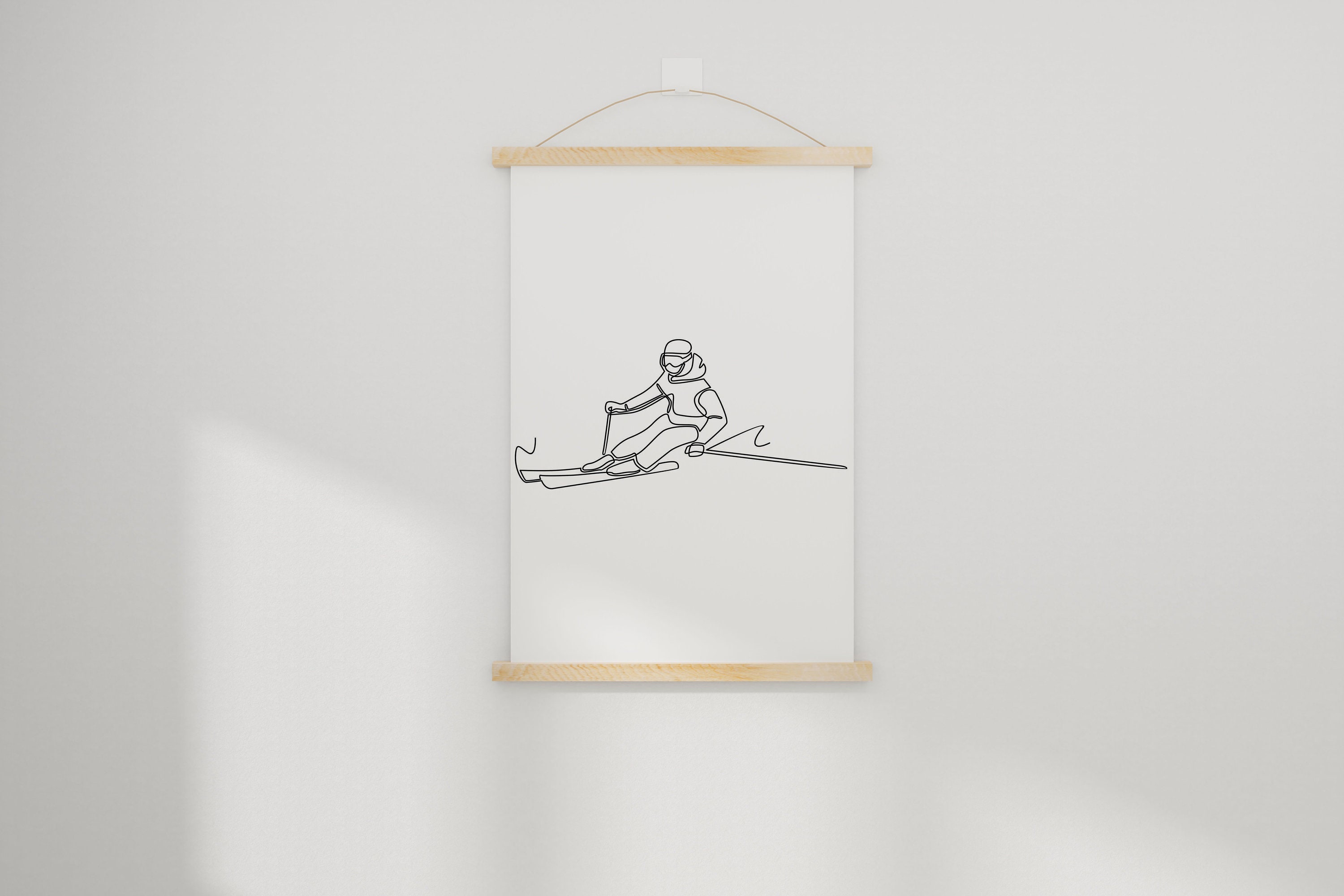 Minimalist Skiing Line Drawing, Printable Wall Art, Sports Fan Gift ...