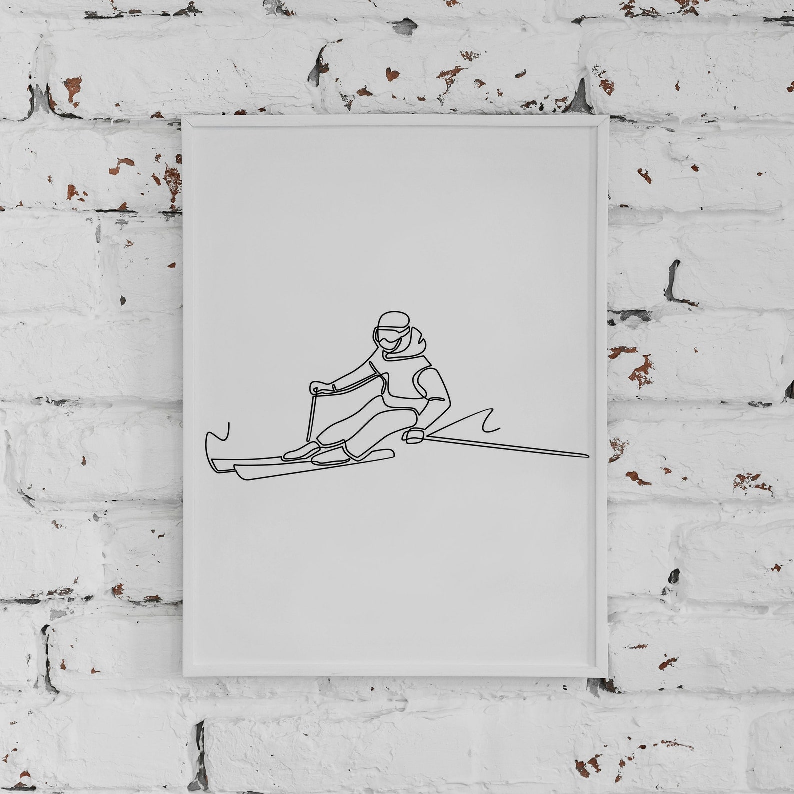 Minimalist Skiing Line Drawing, Printable Wall Art, Sports Fan Gift ...