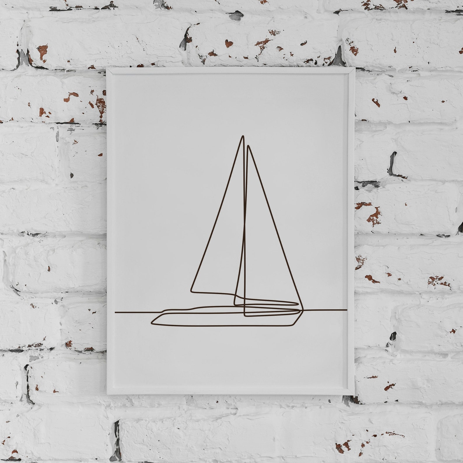 Minimalist Sail Boat Line Art, Digital Download, Continuous Drawing ...