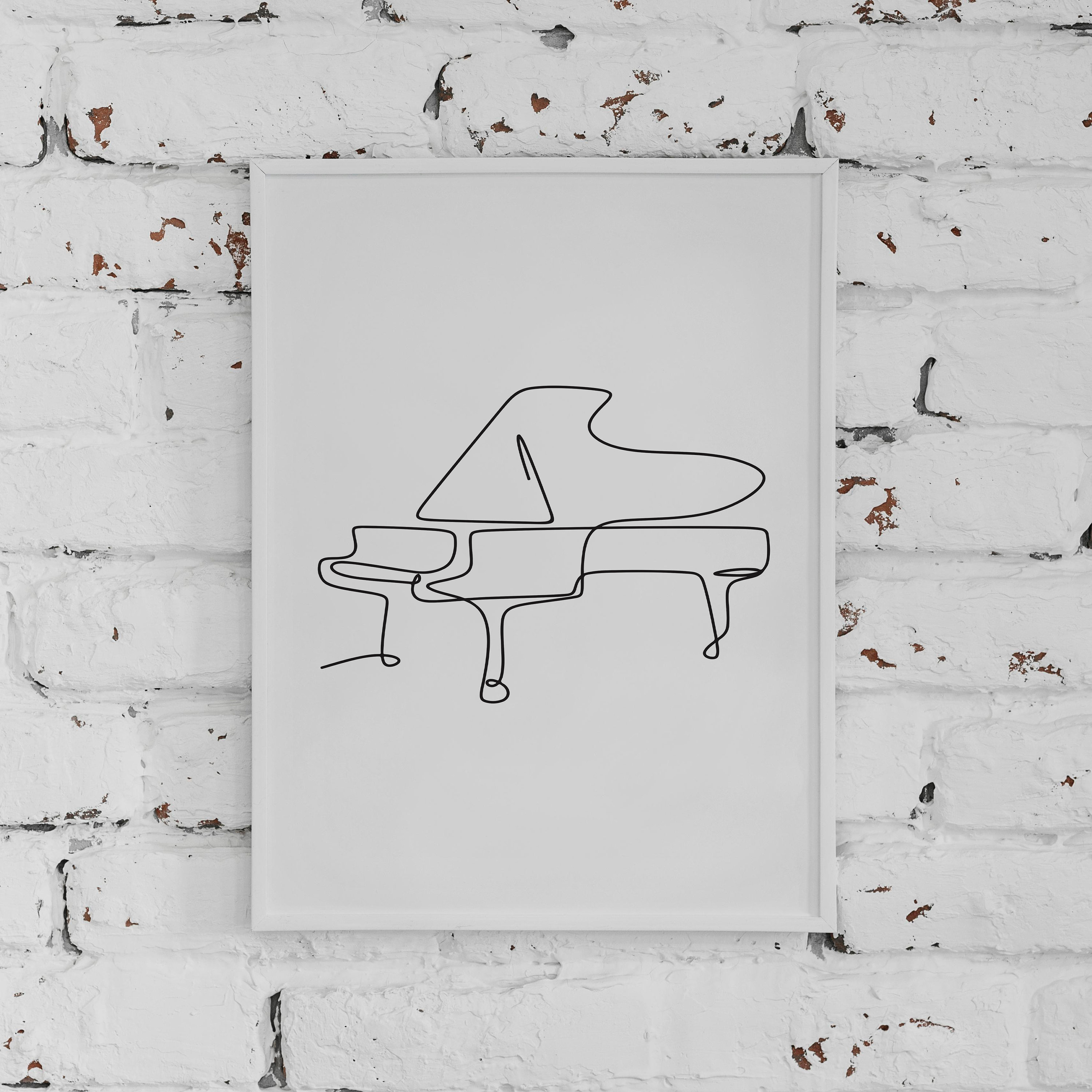 Minimalist Piano Line Art, Music Wall Art, Digital Download Print - Etsy