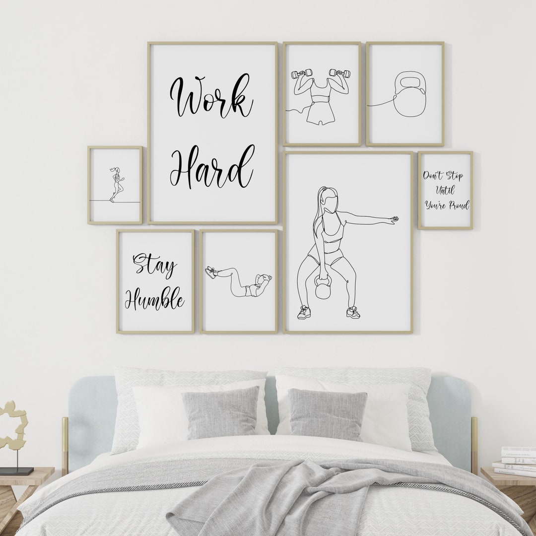 Minimalist Gym Line Art, Minimal Exercise Poster, Digital Download ...