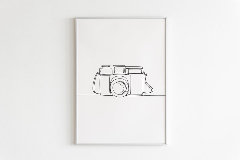 Minimalist Camera Line Art, Vintage Wall Art, Digital Download Print - Etsy