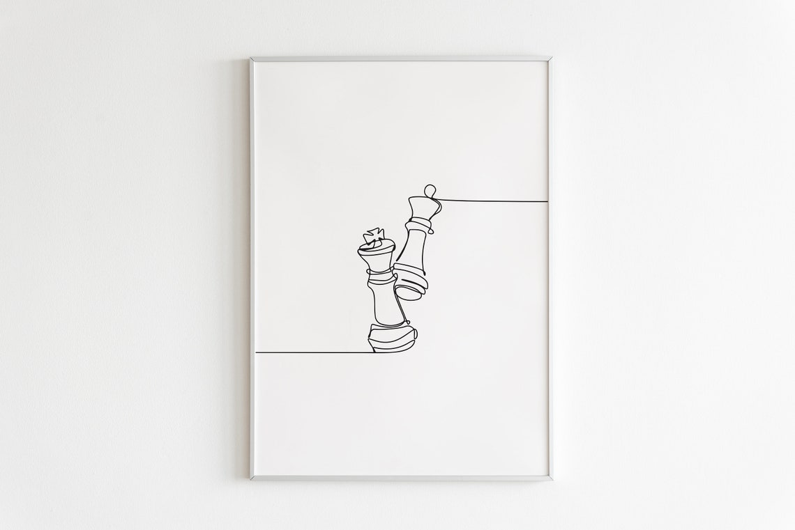 Minimalist Chess Line Art Digital Download Game Print - Etsy
