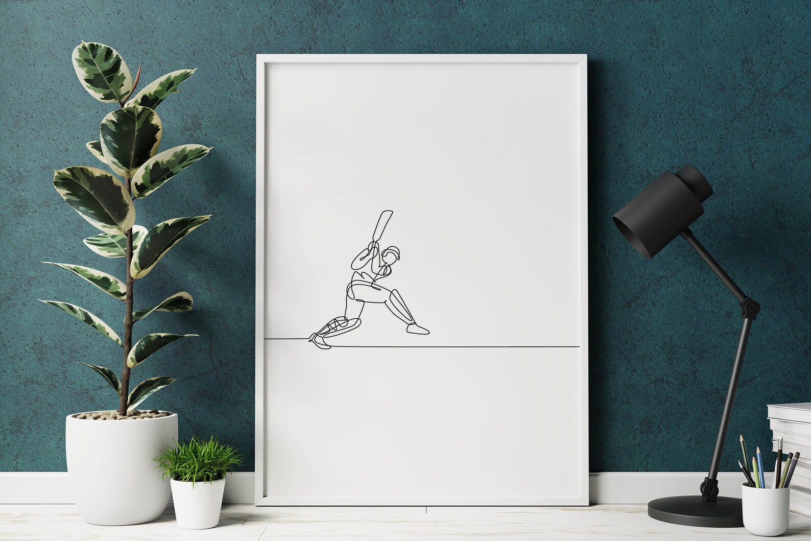 Minimalist Cricket Line Art, Digital Download, Sport Print, Athlete ...
