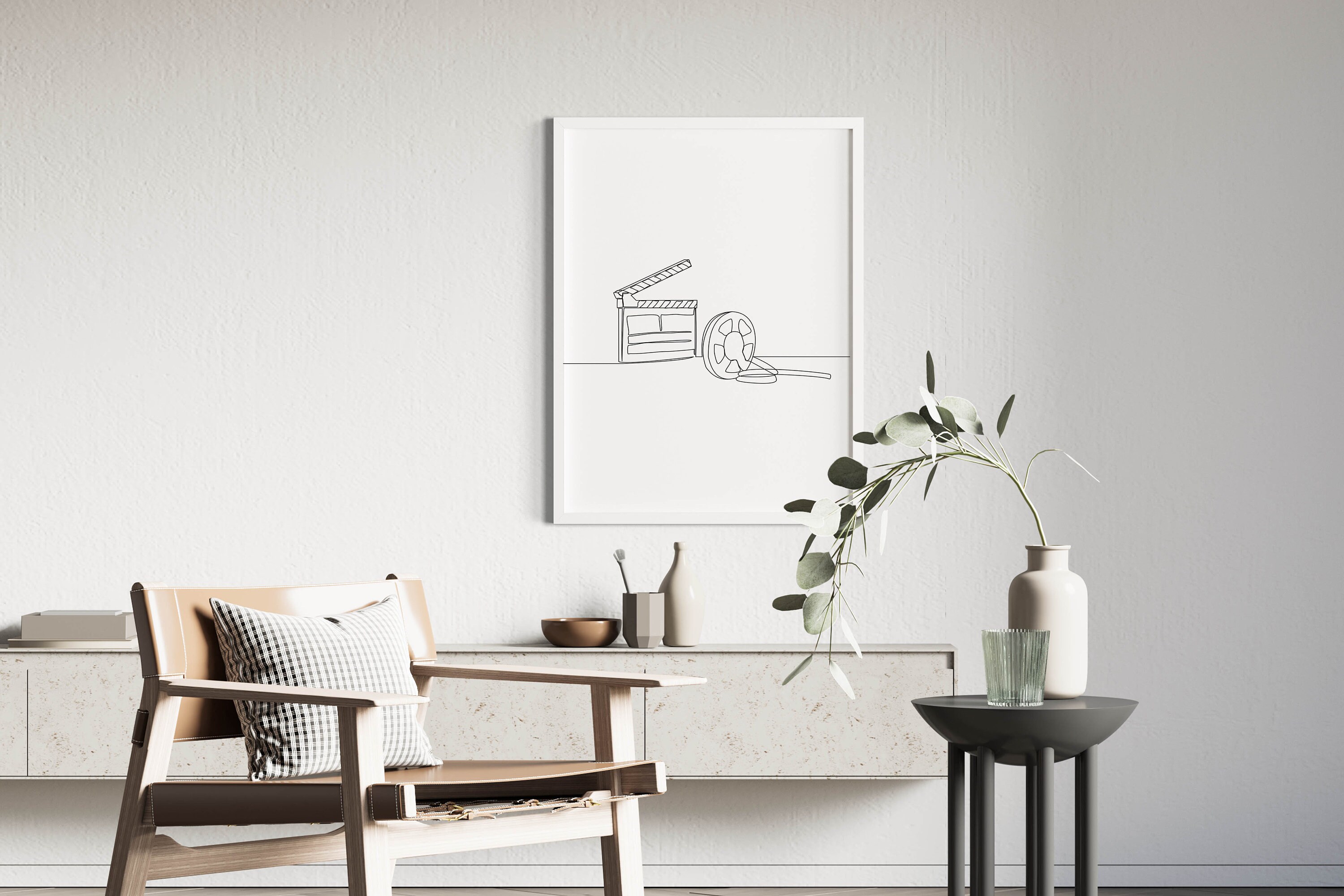 Minimalist Movie Board Clapper Line Art, Digital Download Vintage Film ...