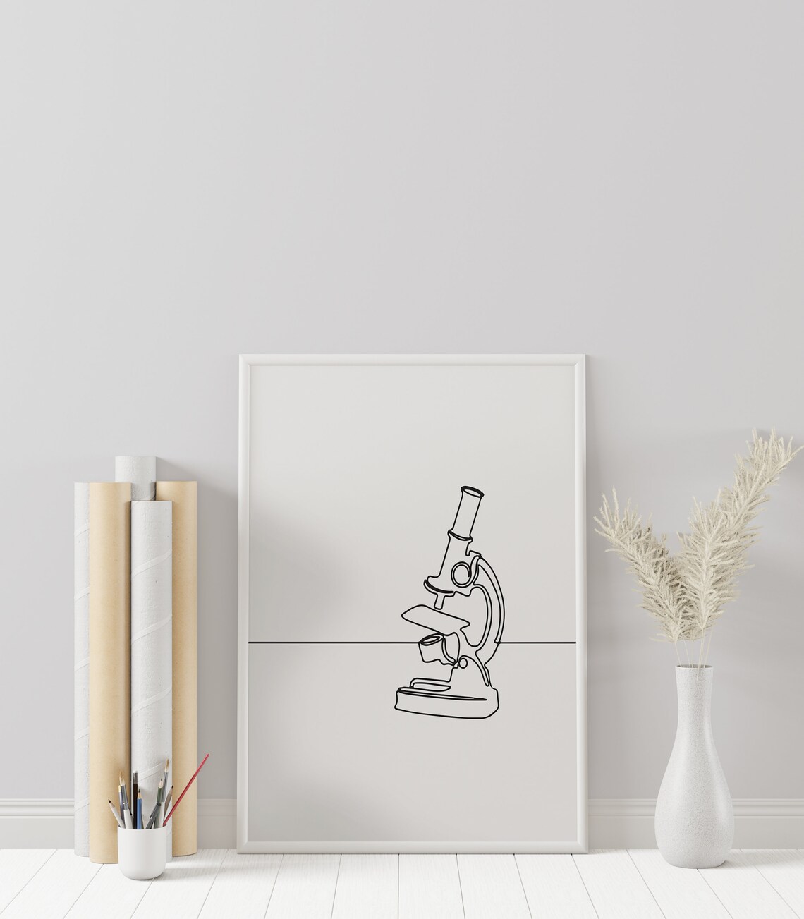 Minimalist Microscope Line Art Digital Download Science | Etsy