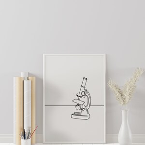 Minimalist Microscope Line Art, Digital Download, Science Print - Etsy
