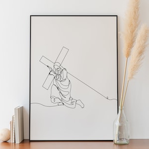 Minimalist Christian Line Art, Digital Download, Religious Print - Etsy