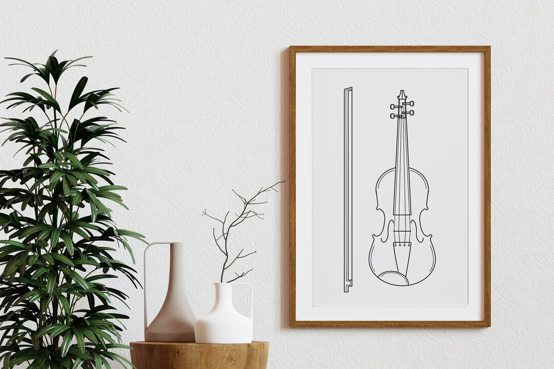 Minimalist Violin Line Art, Music Wall Decoration, Digital Download ...
