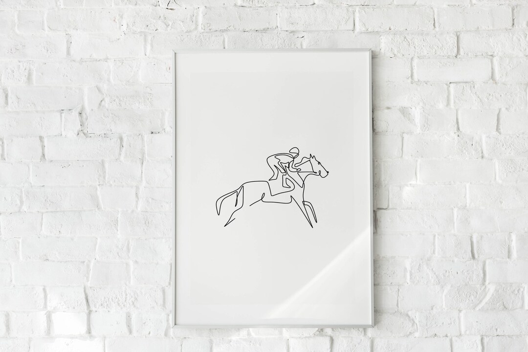Minimalist Horse Rider Line Art, Digital Download, Dressage Running ...