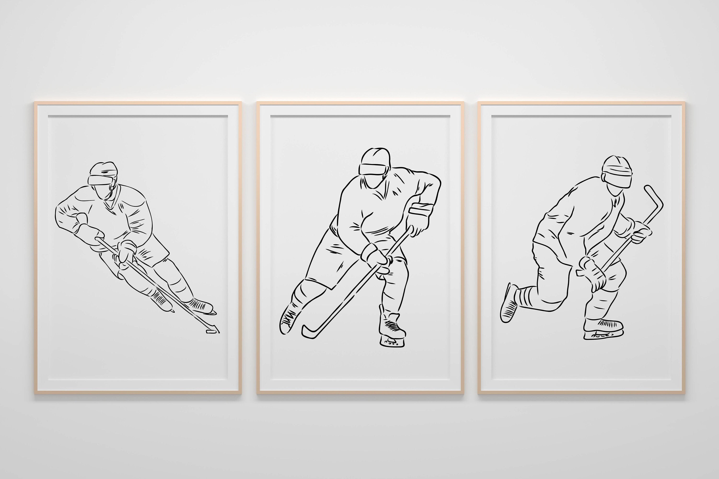 Minimalist Hockey Stick Line Drawing, Printable Wall Art, Sports Fan ...