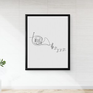 French Horn Line Art Music Wall Art Digital Download Print - Etsy