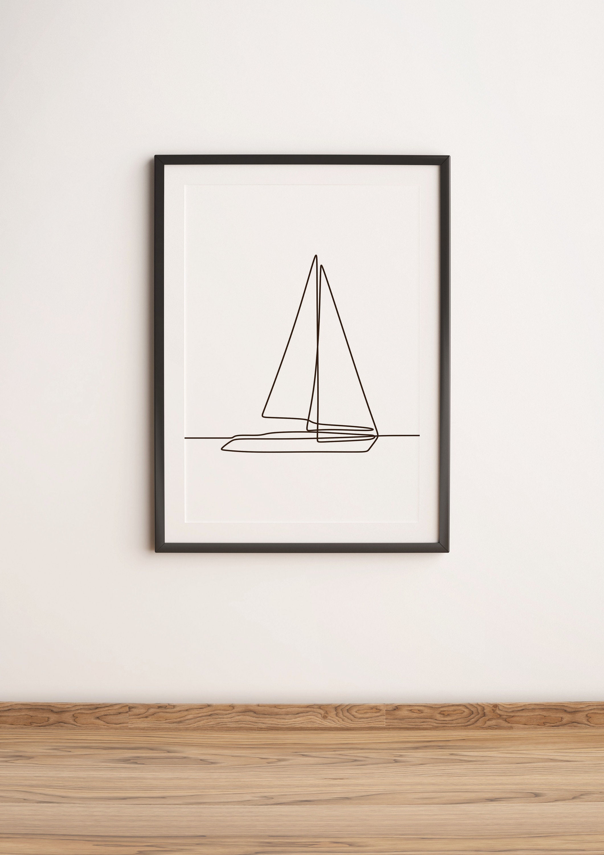 Minimalist Sail Boat Line Art, Digital Download, Continuous Drawing ...