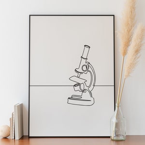Minimalist Microscope Line Art, Digital Download, Science Print - Etsy