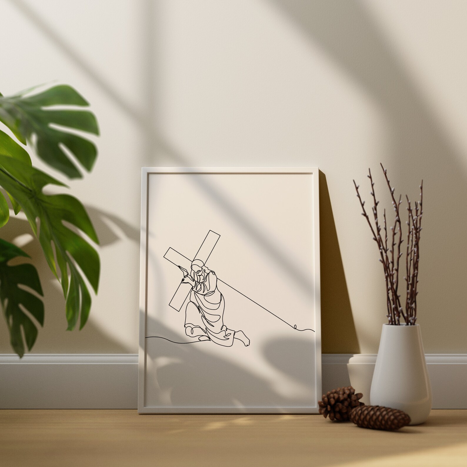 Minimalist Christian Line Art Digital Download Religious - Etsy