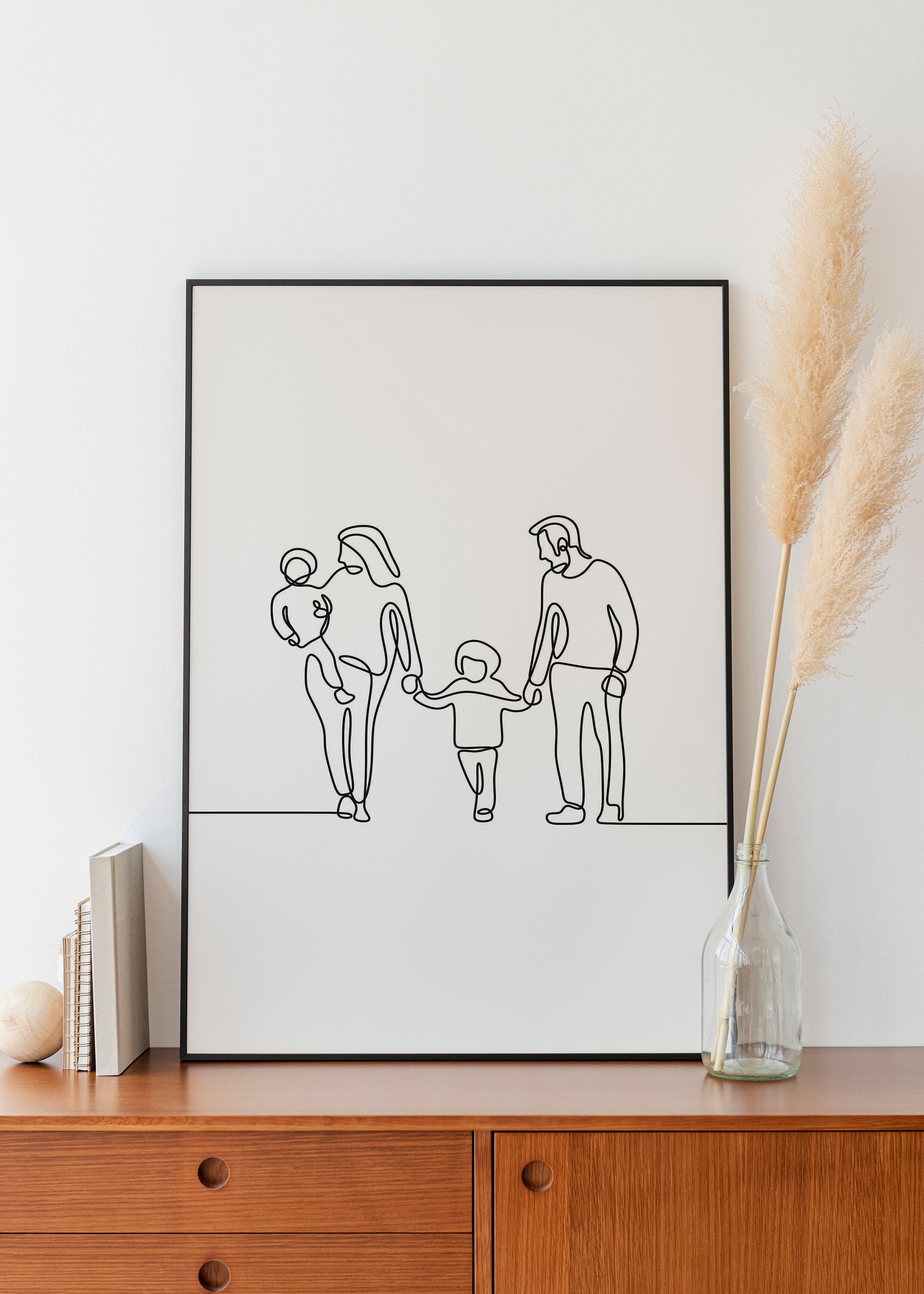 Family Line Art, Digital Download, Continuous Line Drawing - Etsy