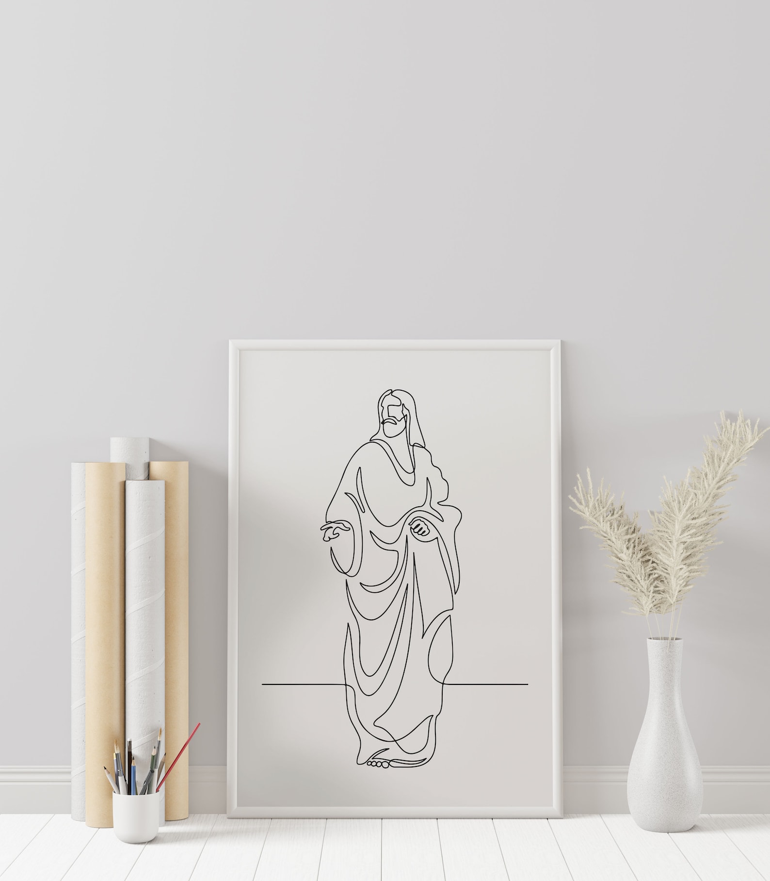 Minimalist Christian Line Art, Digital Download, Religious Print ...