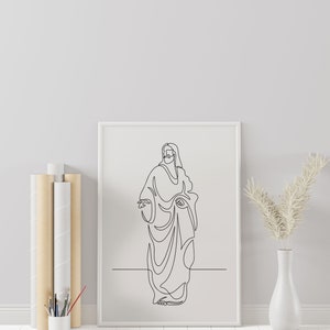 Minimalist Christian Line Art, Digital Download, Religious Print ...