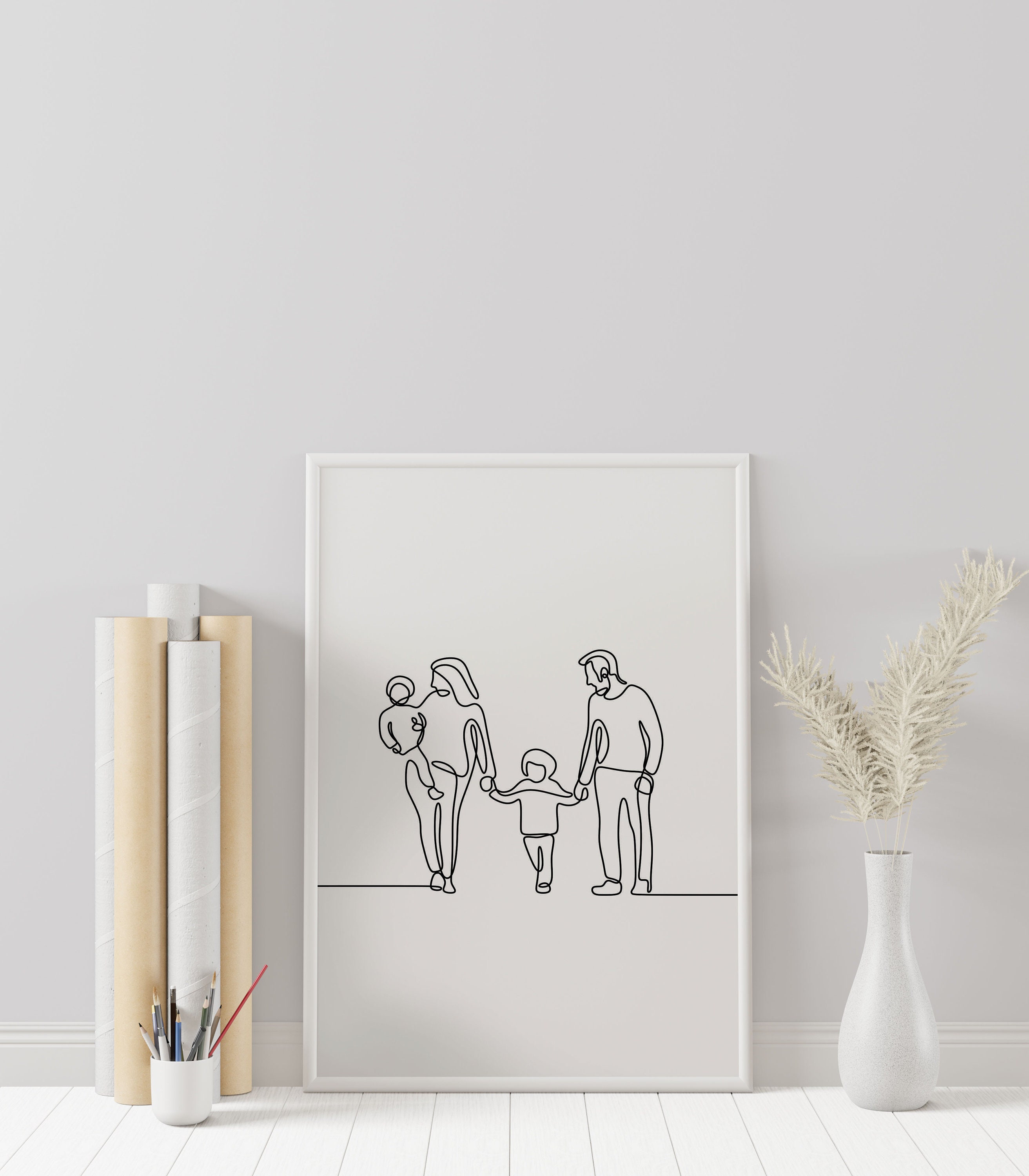 Family Line Art, Digital Download, Continuous Line Drawing - Etsy