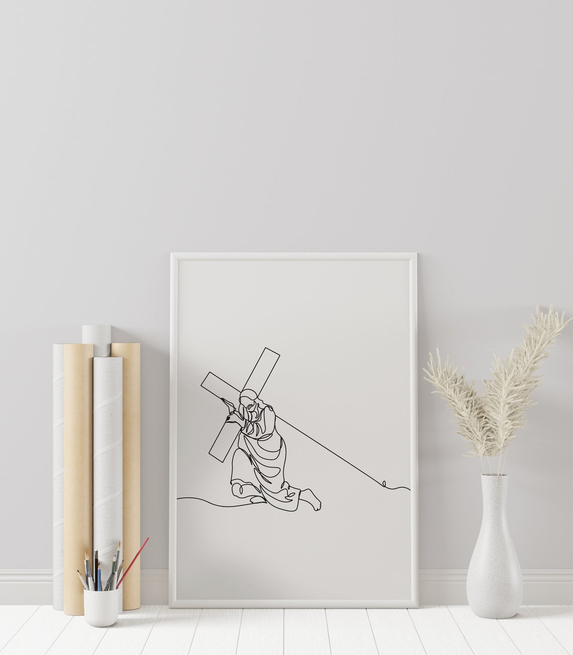Minimalist Christian Line Art Digital Download Religious - Etsy