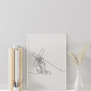 Minimalist Christian Line Art, Digital Download, Religious Print - Etsy