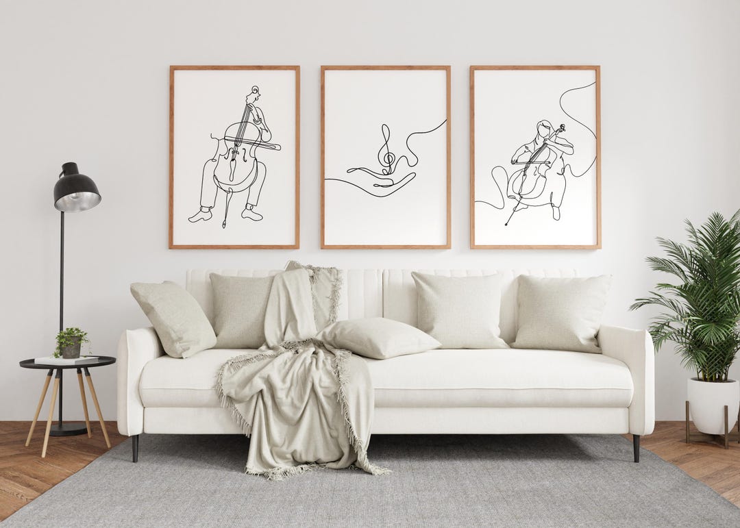 Minimalist Cello Instrument Line Art, Music Wall Art, Digital Download ...