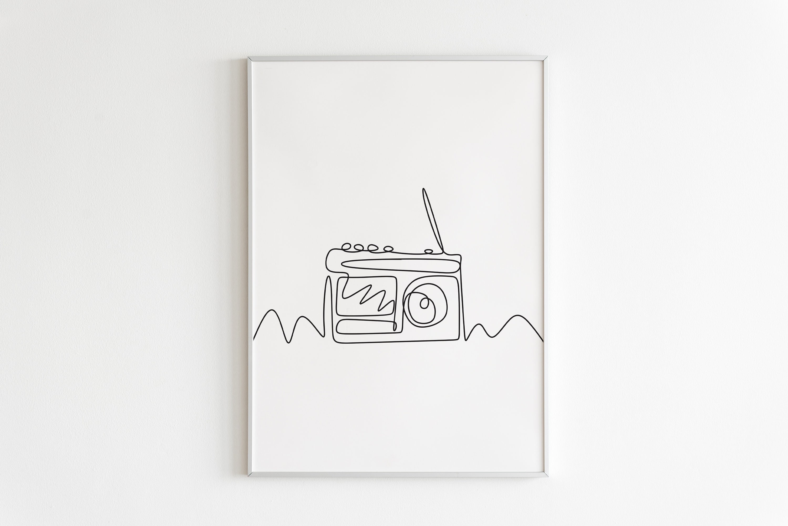 Minimalist Vintage Radio Line Art, Music Wall Art, Digital Download ...
