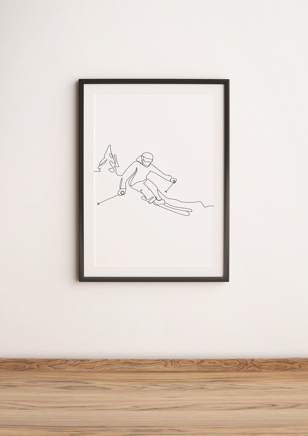 Minimalist Skiing Line Drawing, Printable Wall Art, Sports Fan Gift ...