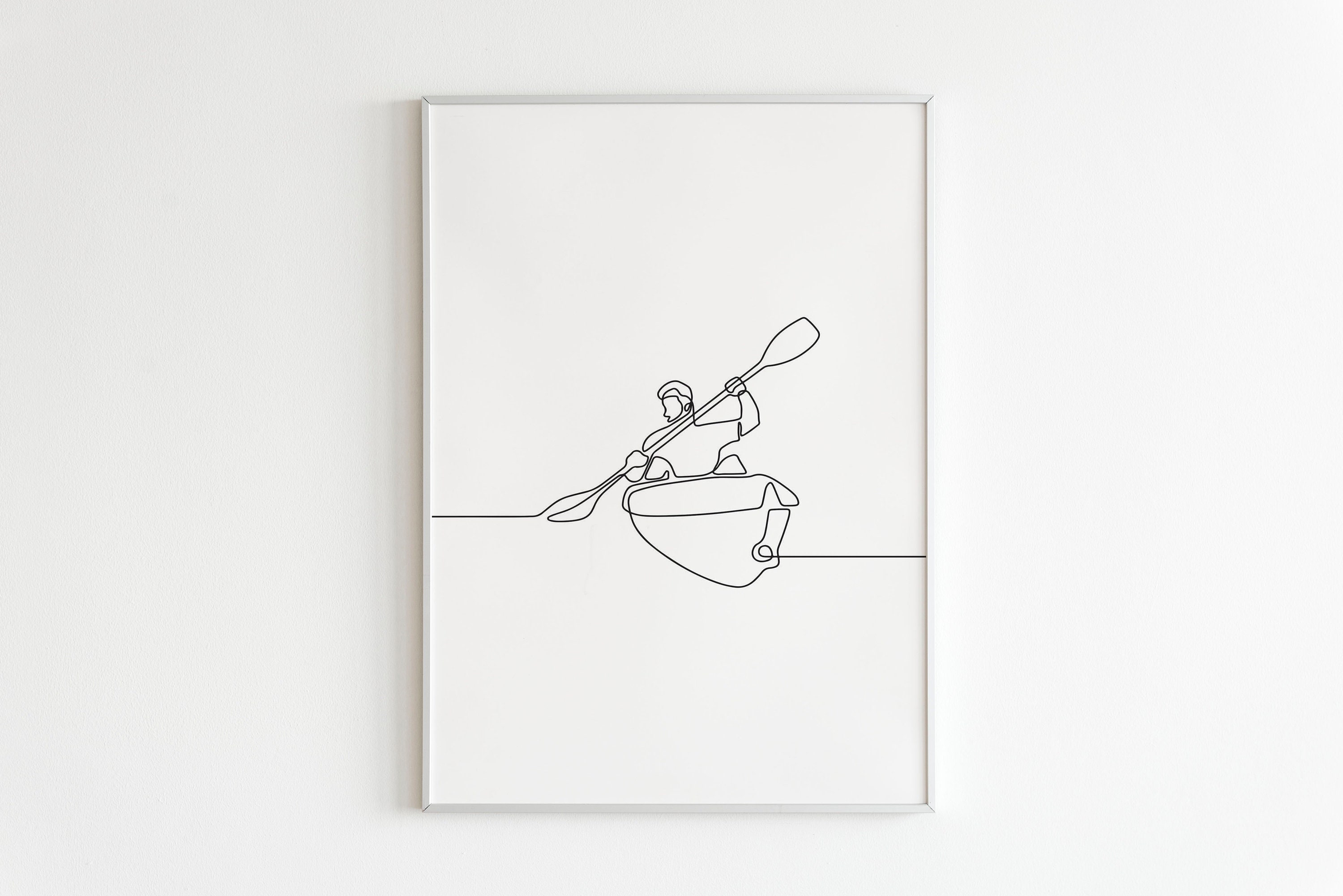 Minimalist Boat Line Art, Digital Download, Extreme Sport Print, Canoe ...